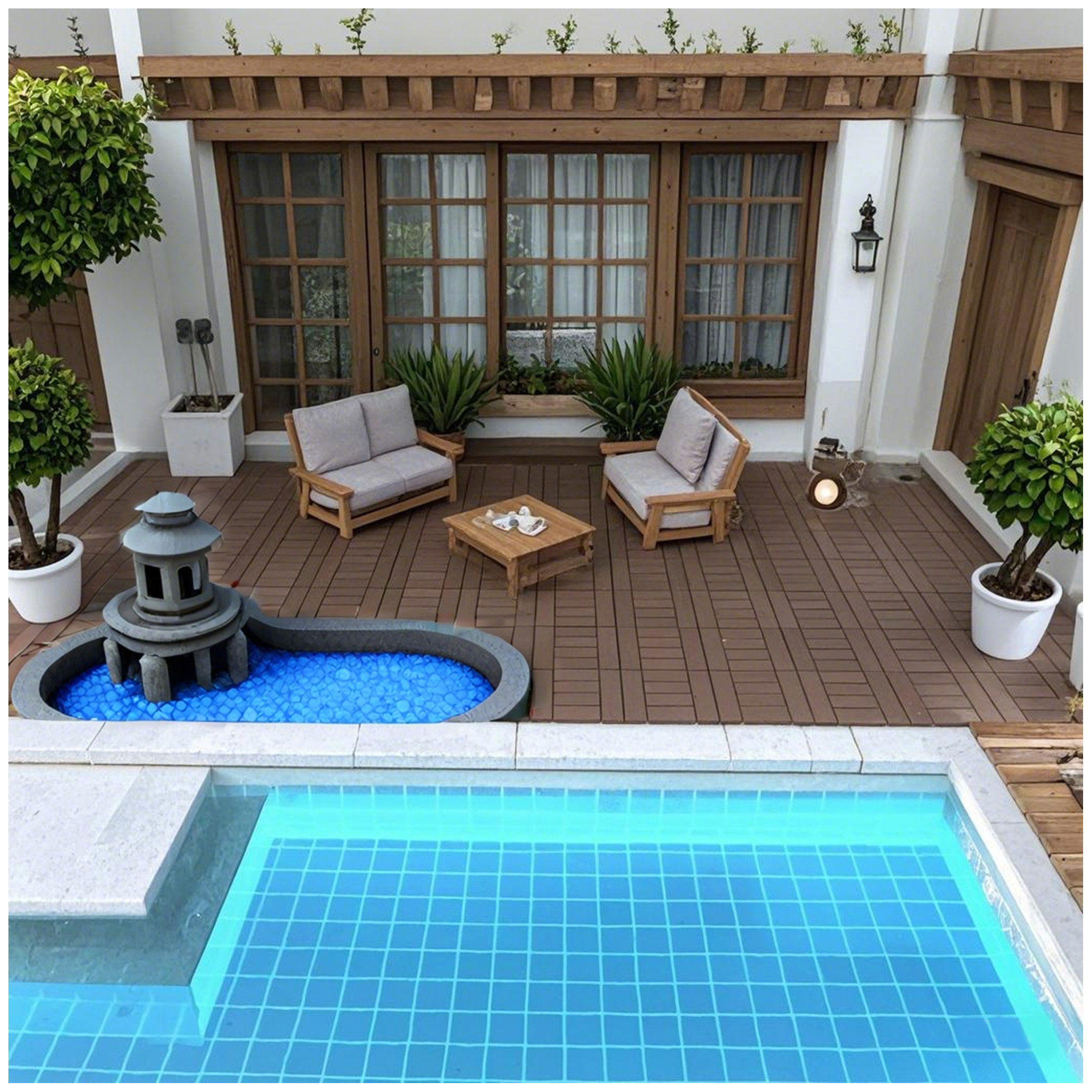 Taroo Clocks H Style 12" Patio Deck Tiles, DIY Module Interlocking Decking Tiles Floor Tile ...